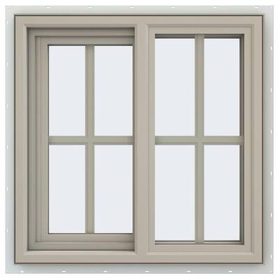 JELD-WEN 23.5 in. x 23.5 in. V-2500 Series Desert Sand Vinyl Left ...