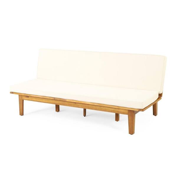 Wood Outdoor Day Bed with Beige Cushions, Convenient Folding Design ...
