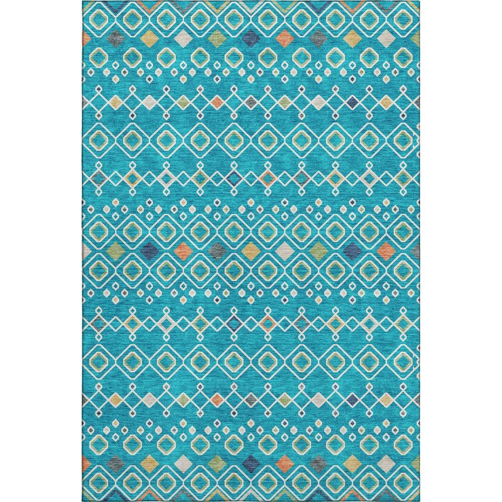 Addison Rugs Mayfield Premium Machine Washable Abstract AMF938 Teal 9 ...