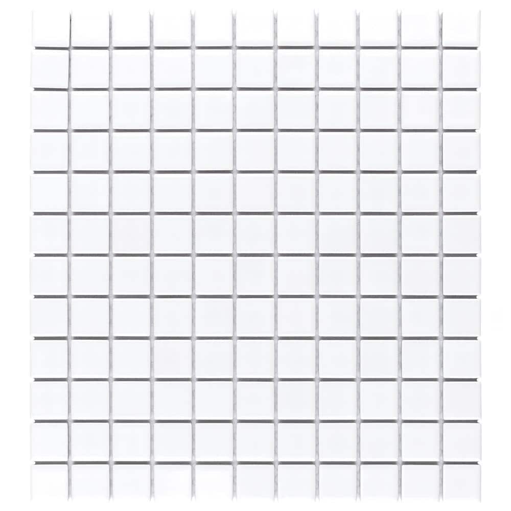 Merola Tile Metro 1 in. Square Glossy White 10-3/4 in. x 11-3/4 in ...