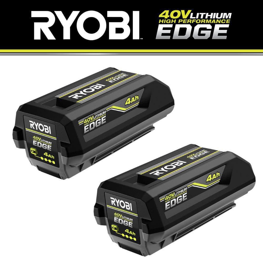 RYOBI 40V Lithium-Ion 4.0 Ah High Performance EDGE Battery (2-Pack ...