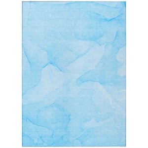 HomeRoots Blue 8 ft. x 10 ft. Abstract Indoor / Outdoor Area Rug ...