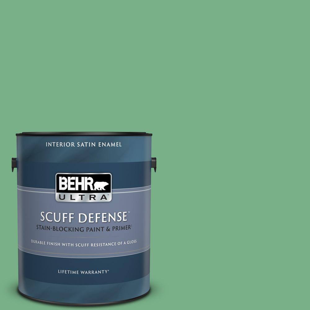 BEHR ULTRA 1 gal. #M410-5 Green Bank Extra Durable Satin Enamel ...