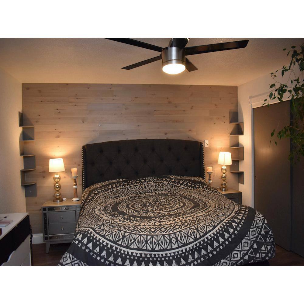 Timberchic 1/8 in. x 4 in. x 12-42 in. Pine Peel and Stick Light Gray ...