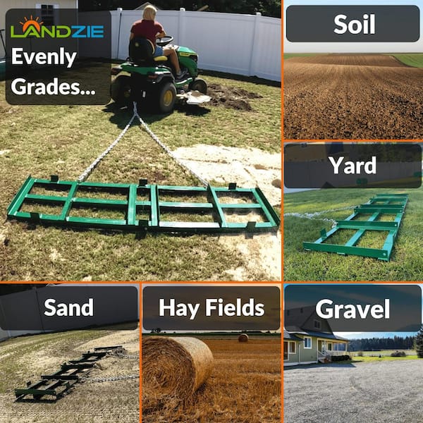 Landzie Drag Harrow Driveway Grader 8 ft./ 48 in. Tow Behind Lawn Rake ...