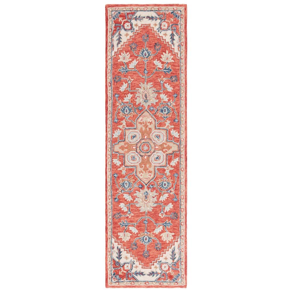 SAFAVIEH Metro Red/Beige 2 ft. x 8 ft. Medallion Ornate Diamond Runner ...