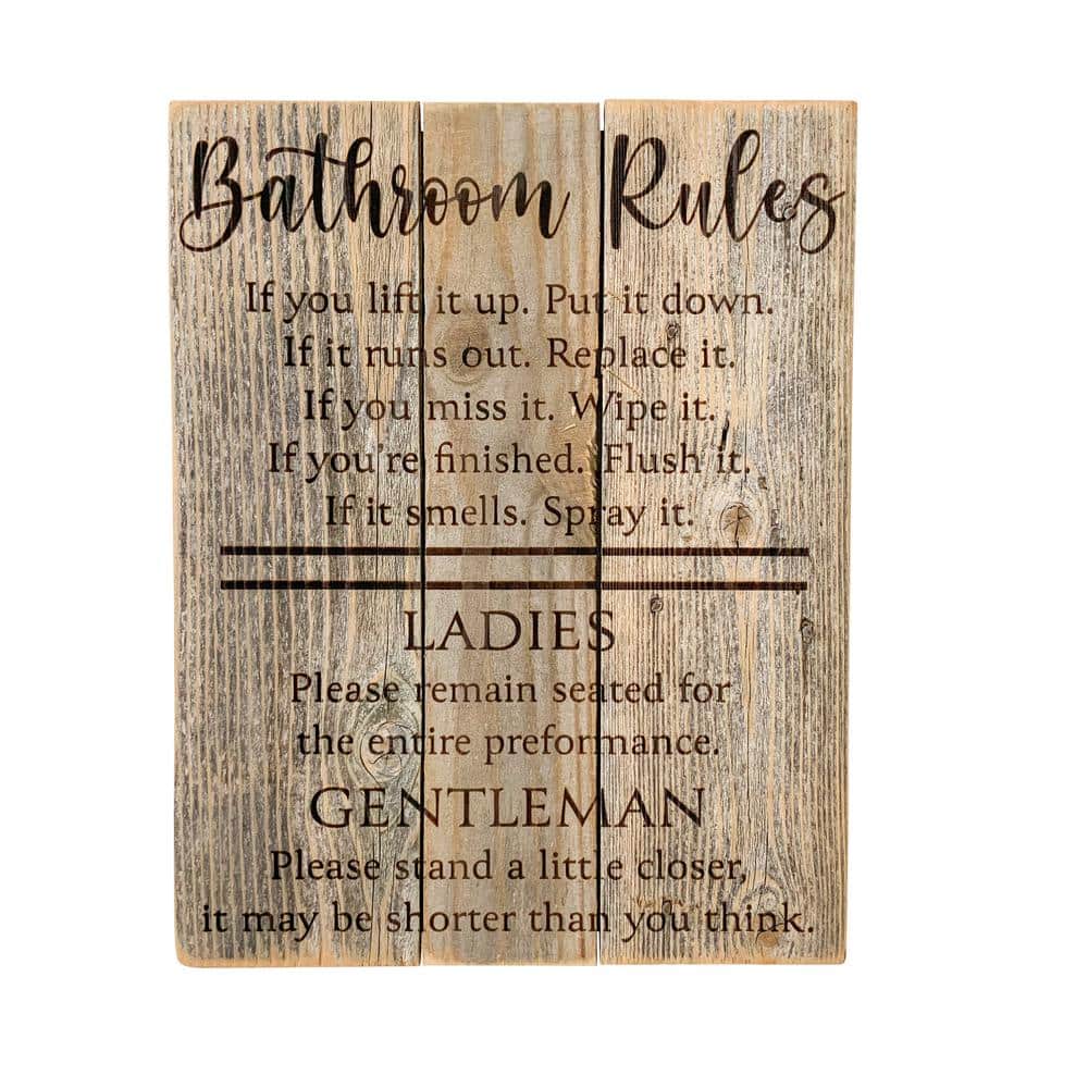 Del Hutson Designs Bathroom Rules Reclaimed Wood Decorative Sign ...
