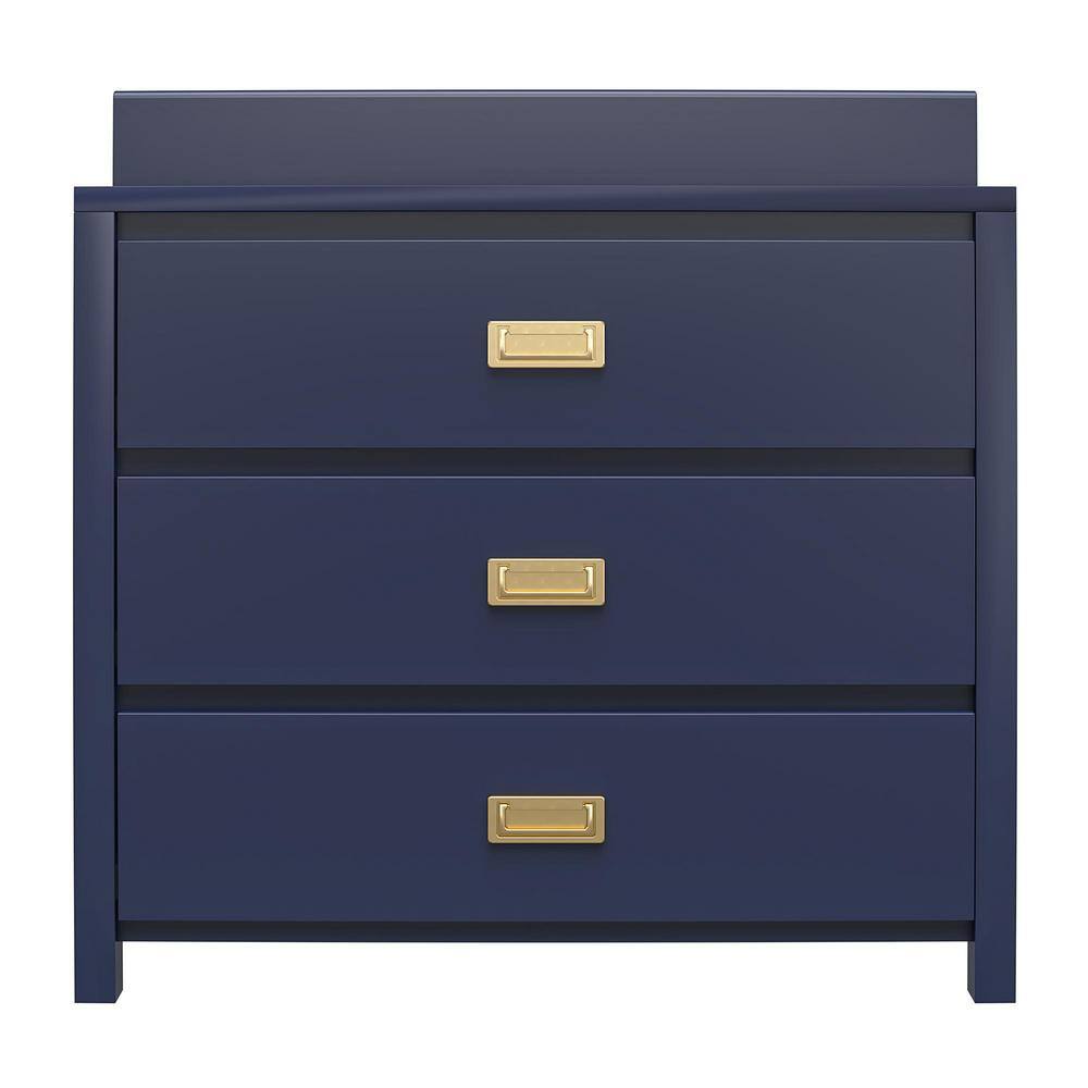 Little Seeds Haven 36 in. W, MDF, 3-Drawer Navy Changing Table/Dresser ...