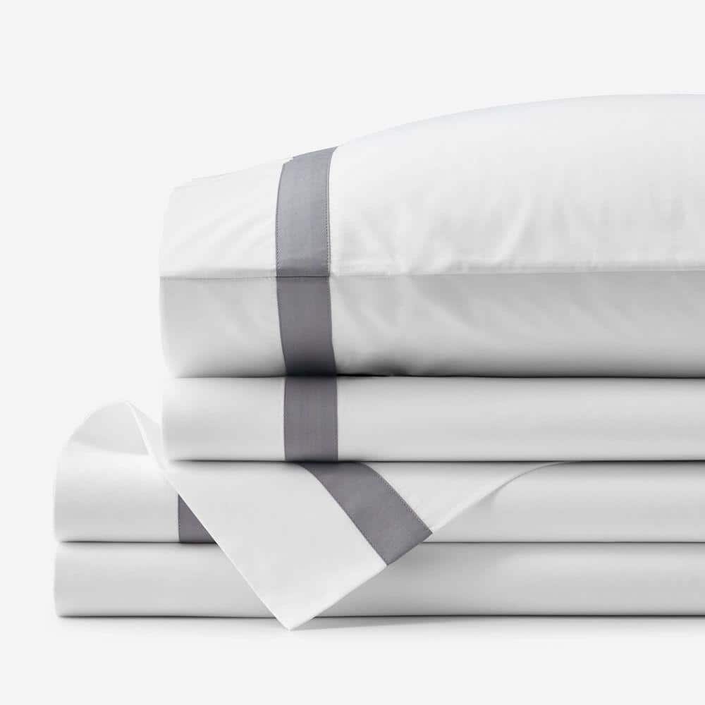 The Company Store Legends Hotel Supima Contrast Border Percale Pewter ...