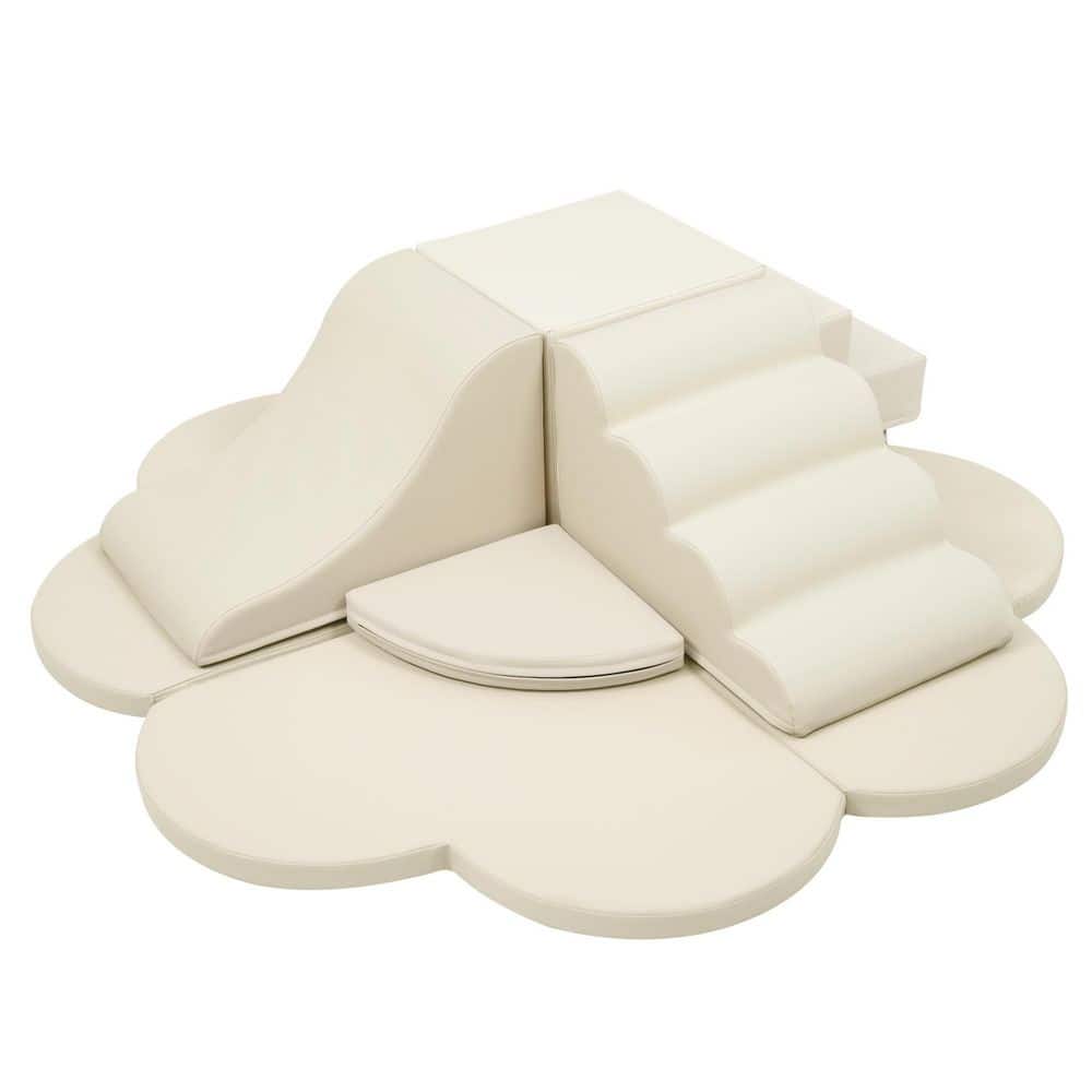 Beige 6-Piece Baby Soft Foam Block Play Structures Climbers, Activity ...