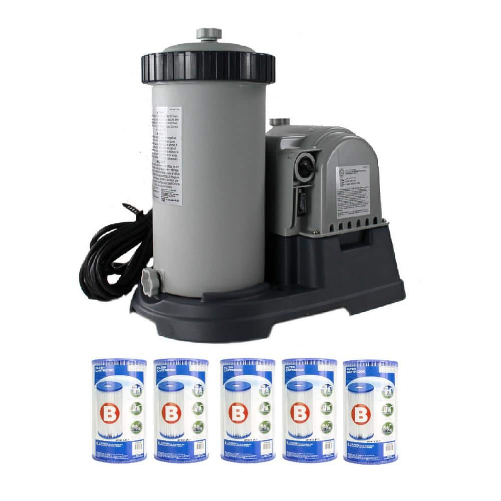 Intex Above Ground Pool Cartridge Sand Filter Pump and Type B Filter ...