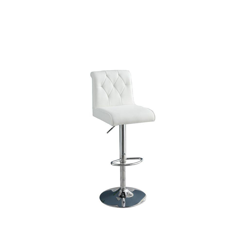 GOJANE 46 In. White High Back Metal Modern Faux Leather Tufted Chrome ...