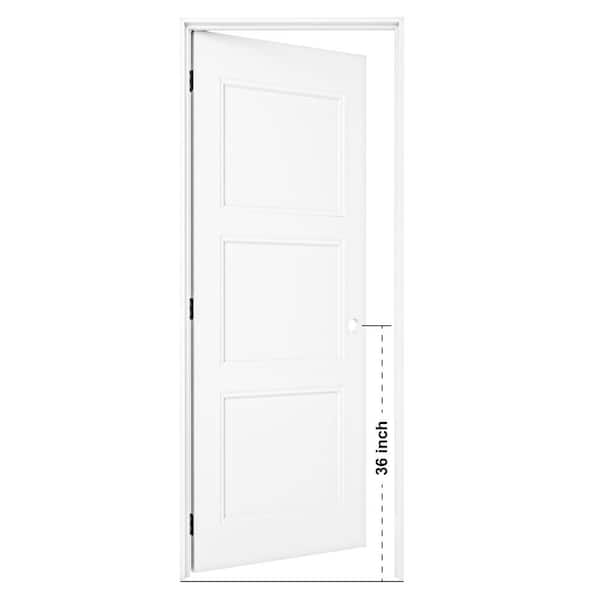 EH PUERTA 30 in. x 80 in. 3-Panel Right-Handed Painted Solid Core Wood ...