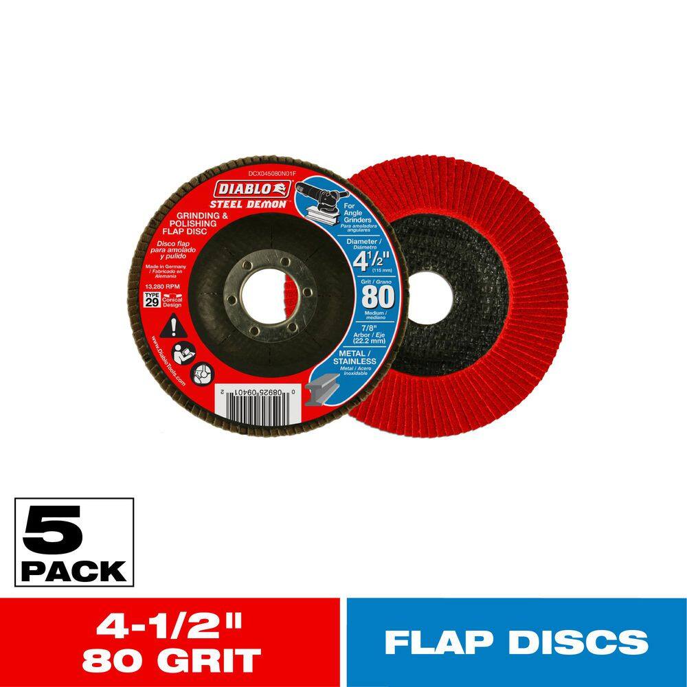 DIABLO 4-1/2 in. 80-Grit Steel Demon Grinding and Polishing Flap Disc ...