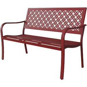 49.5 in 2-Person Sunflower Yellow Metal Outdoor Bench with Armrests ...