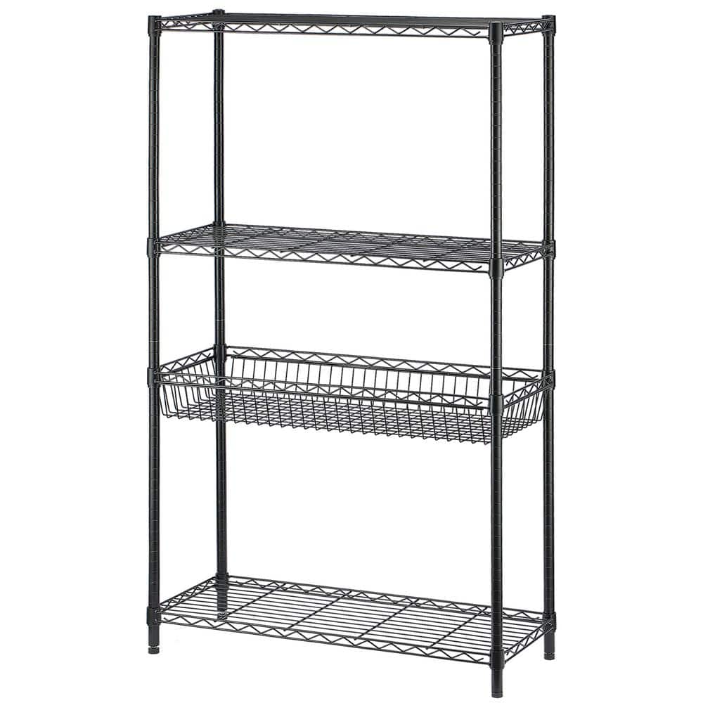 mzg 4-Tier Steel Wire Shelving With Basket Black Coating ...