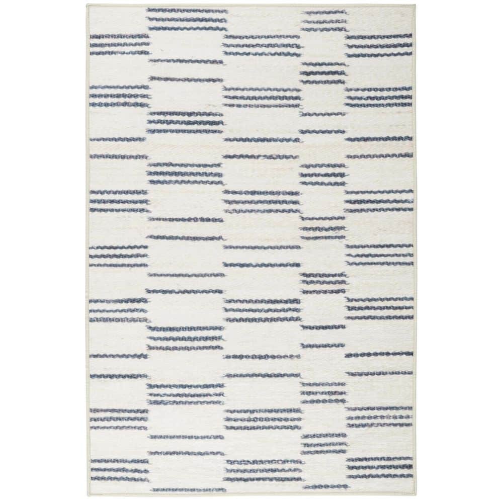 DASH & ALBERT Leni Machine Washable Oatmeal 5 ft. x 8 ft. Indoor Area ...