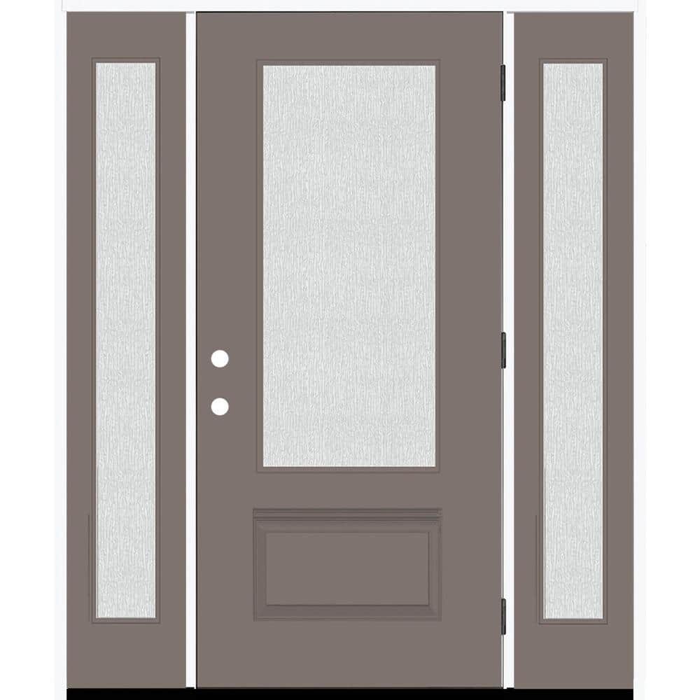 Steves & Sons Legacy 64 in. x 80 in. 3/4-Lite Rain Glass LHOS Primed ...