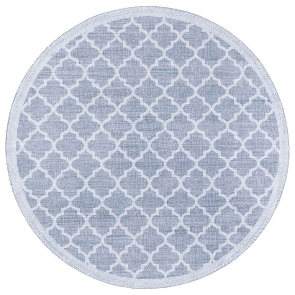 SAFAVIEH Arizona 6 ft. x 6 ft. Gray/Ivory Machine Washable Border ...