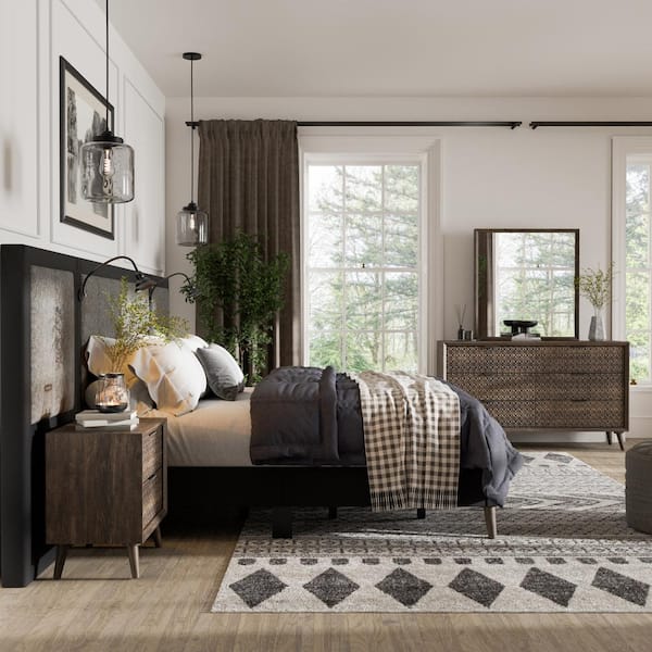 Furniture of America Thease 5-Piece Dark Brown Wood Queen Bedroom Set ...