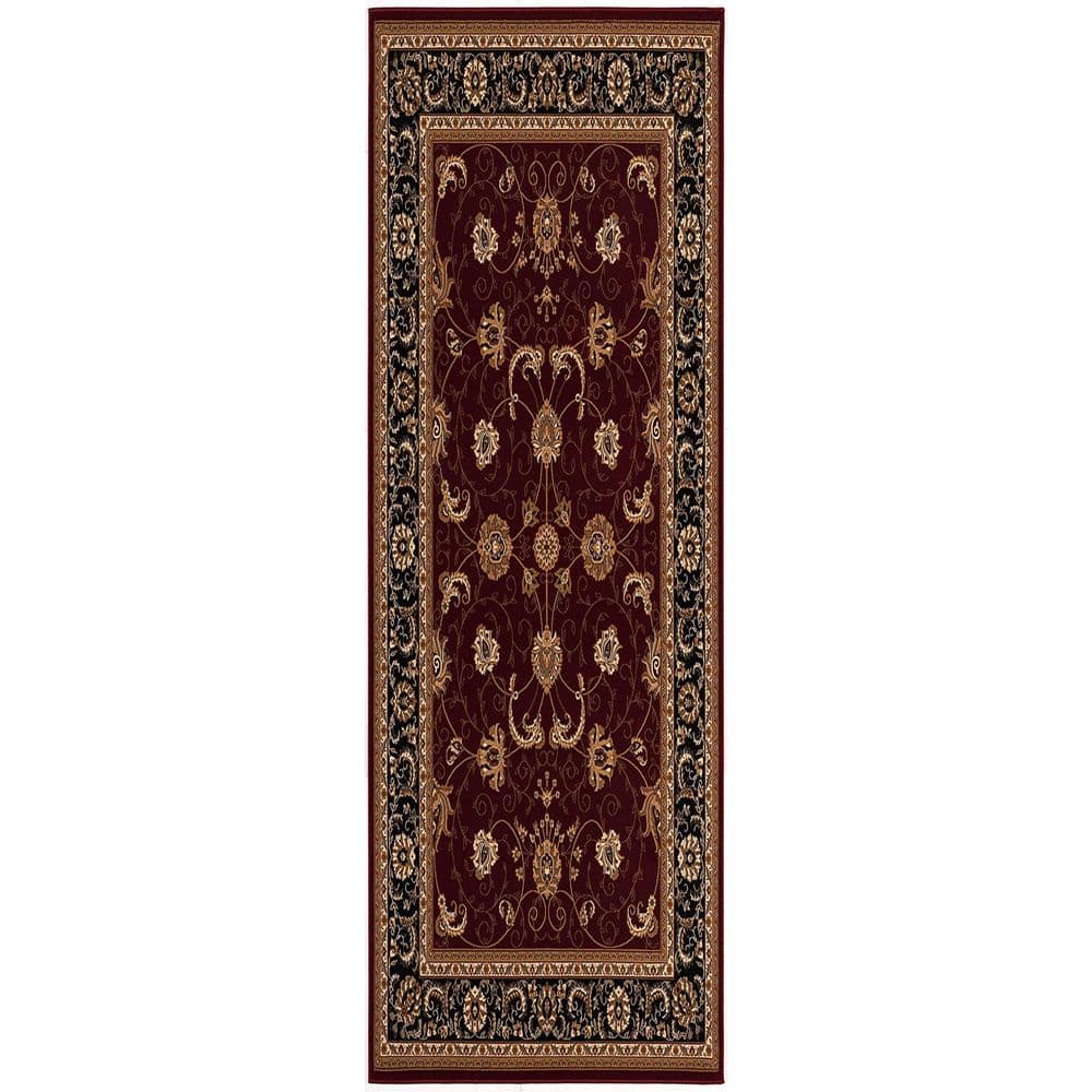 Rug Branch Majestic Red Black, Traditional 2 ft. x 9 ft.Persian Indoor ...