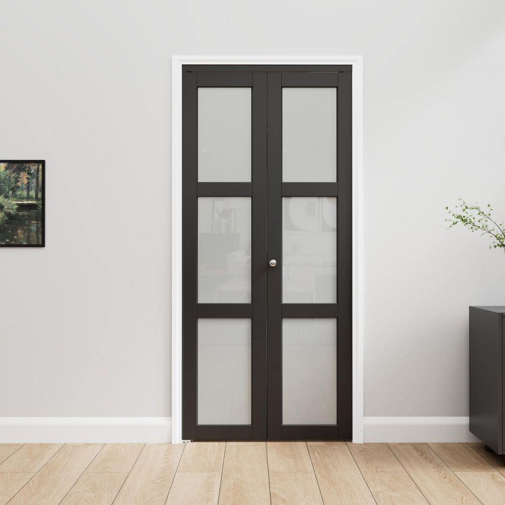 Reviews for 32 in. x 80 in. 3-Lite Frosted Glass Solid Core MDF White ...