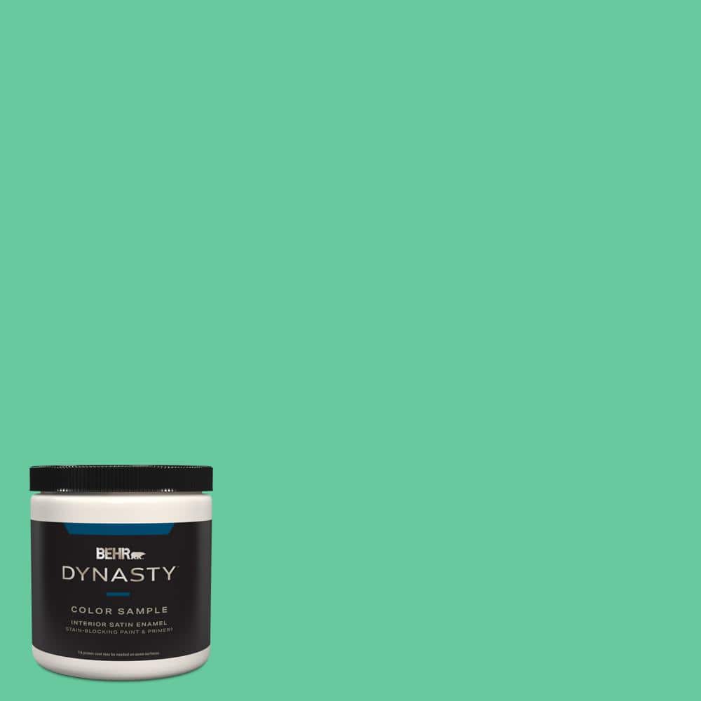 BEHR DYNASTY 8 oz. #470B-4 Intense Jade Satin Enamel Stain-Blocking ...
