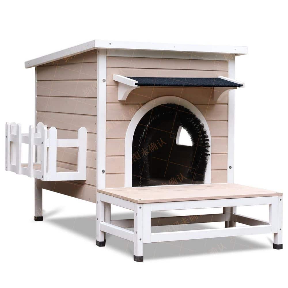 cenadinz Outdoor Indoor Wooden Kitty Shelter for Feral Cats Enclosure ...