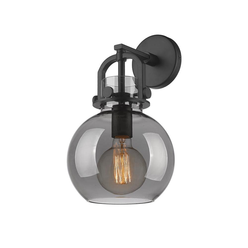 Innovations Newton Sphere 1-Light Matte Black Wall Sconce with Glass ...
