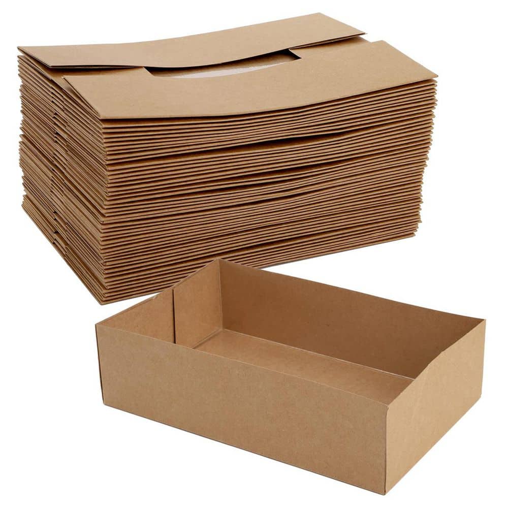 Anqtovp Kraft Paper Disposable Food Trays with Greaseproof Paperboard ...