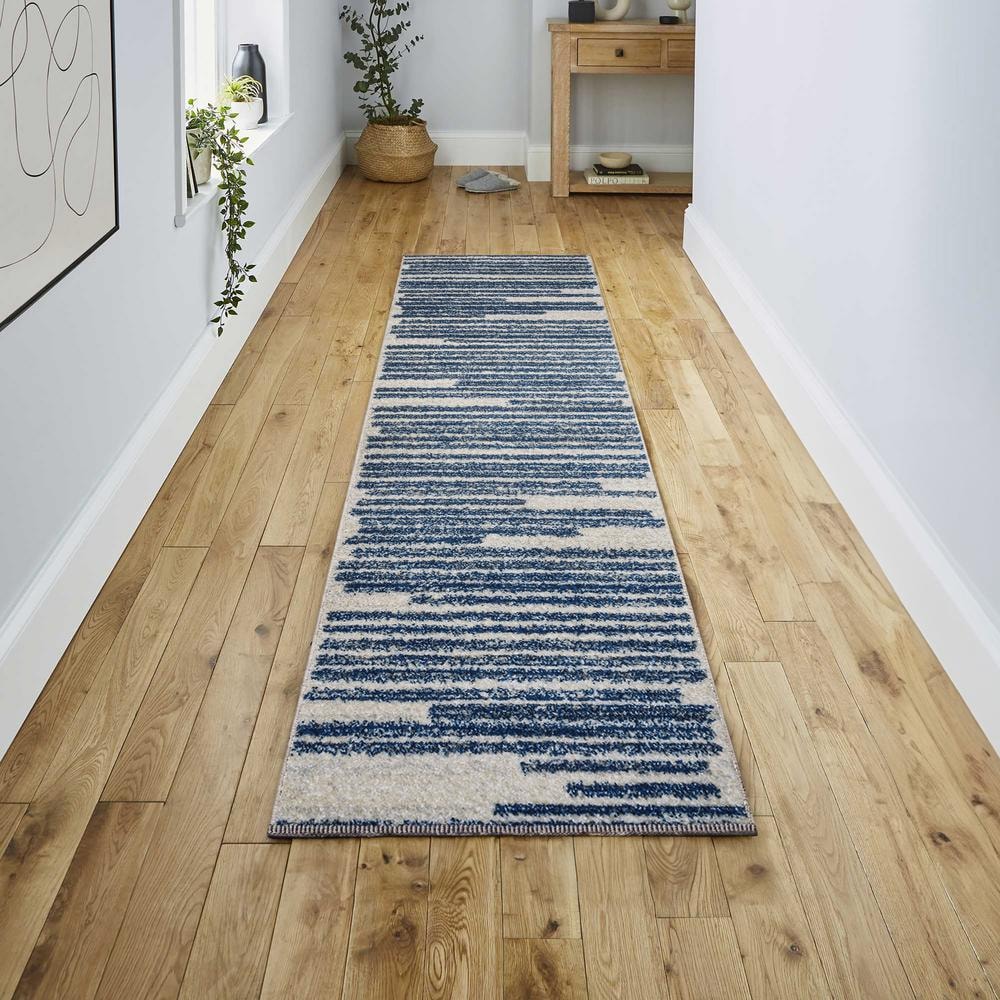 JONATHAN Y Khalil Modern Berber Stripe Cream/Navy 2 ft. x 8 ft. Runner ...