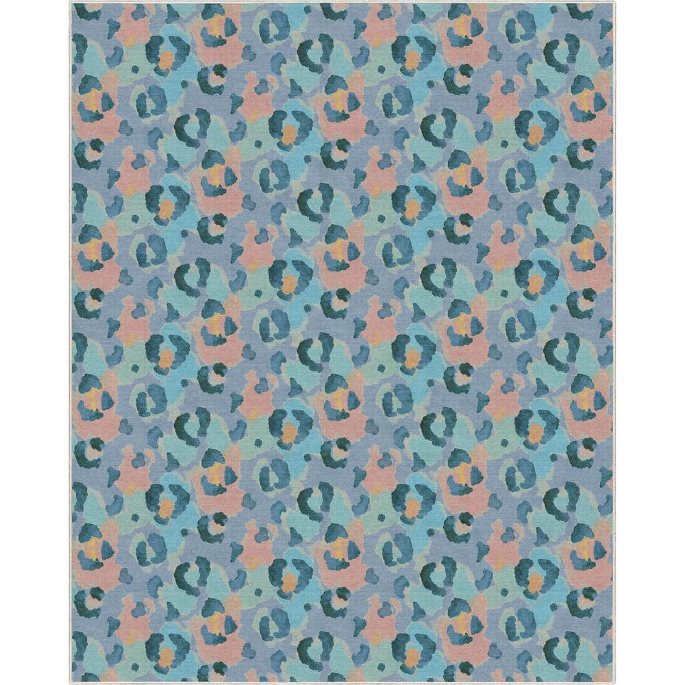 Well Woven Blue Coral 5 ft. x 7 ft. Animal Prints Leopard Contemporary ...