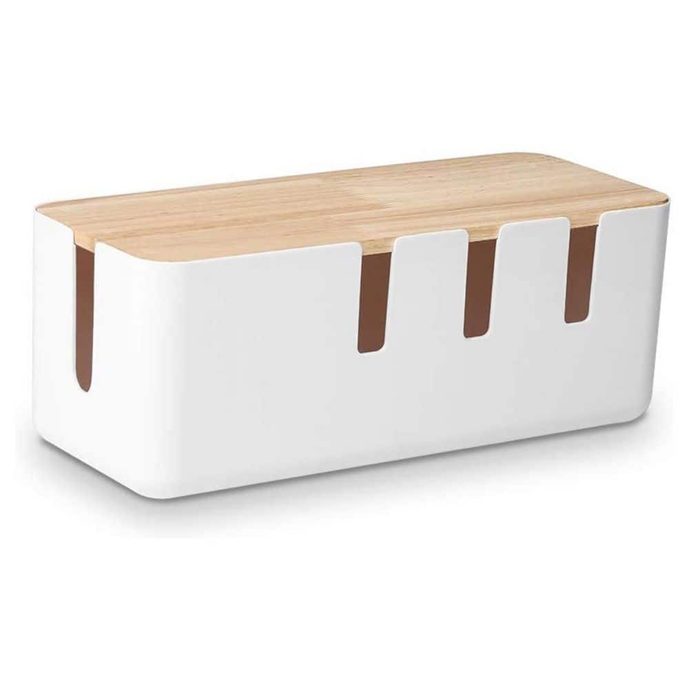 Yichuhaoxi Cable Management Box with Wood Lid for Desk TV Computer USB ...