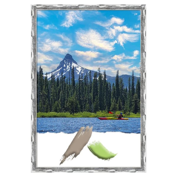 Amanti Art Scratched Wave Opening Size 24 in. x 36 in. Chrome Picture ...