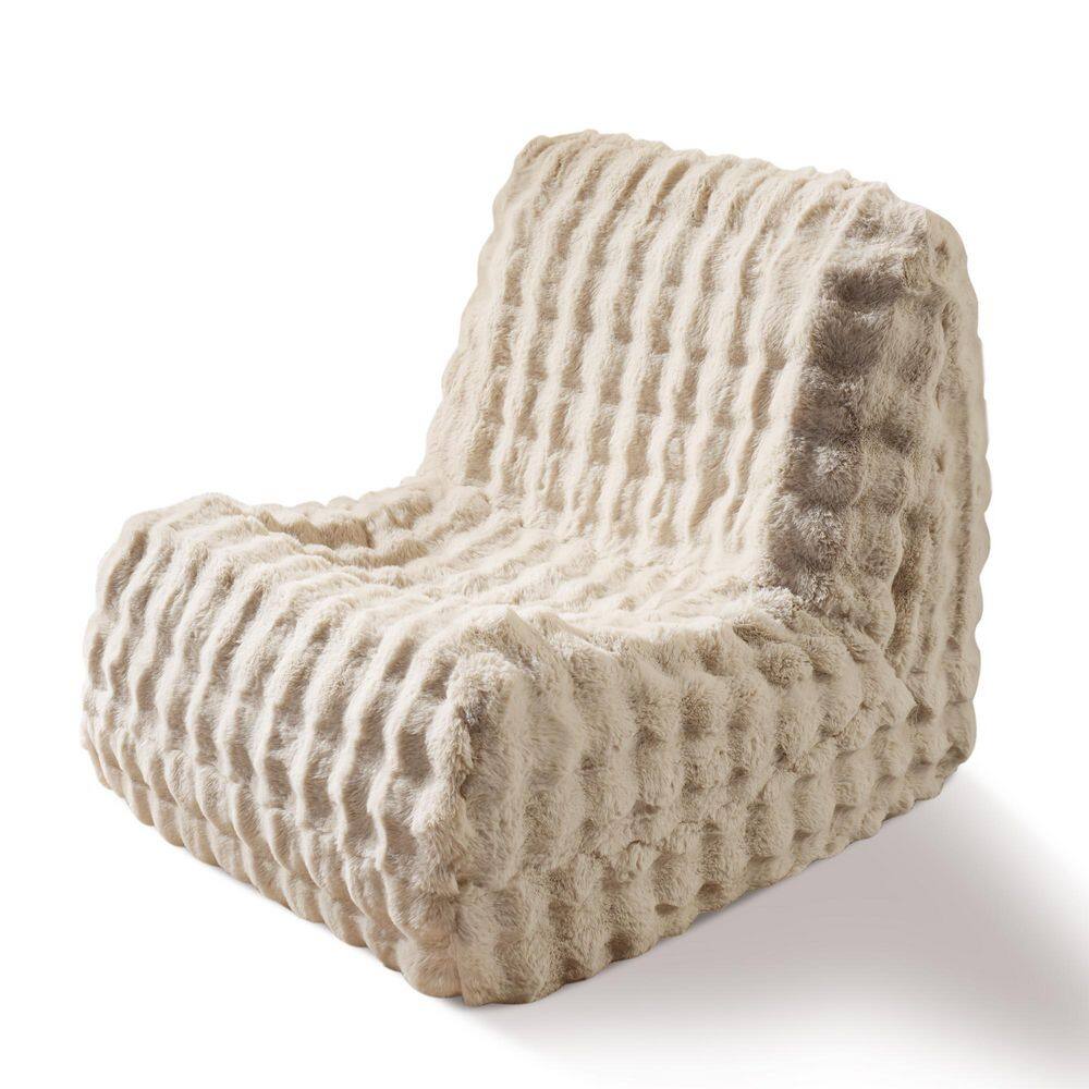 Allwex SOBO Beige Fluffy Faux Fur Modern Bean Bag Chair Lazy Sofa Couch ...