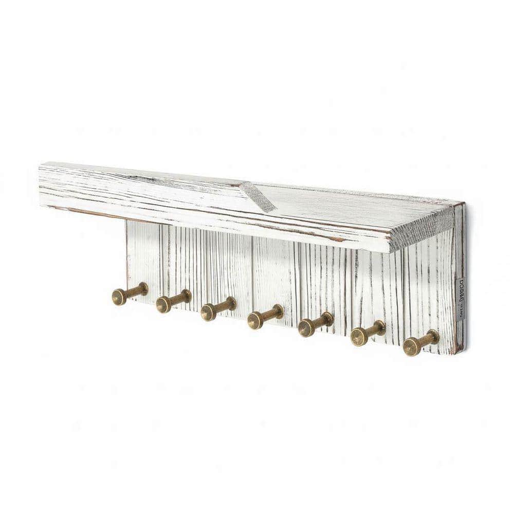 Reviews for 12 in. W x 3 in. D Whitewash Wood Decorative Wall Shelf Key ...