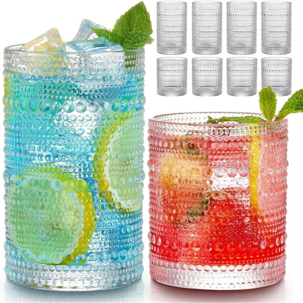 Wudkey 12 oz. Highball Glasses and 10 oz. Cocktail Glasses Set, Kitchen ...