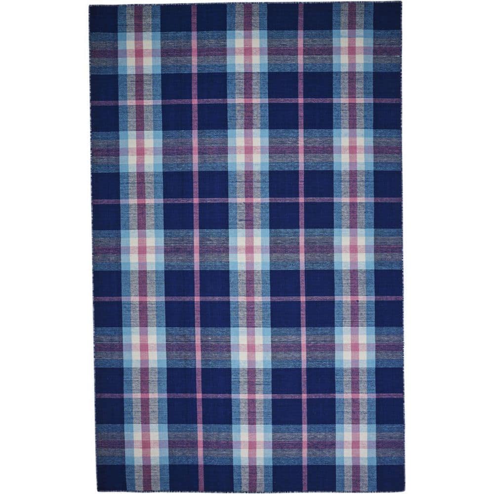 HomeRoots 8 ft. x 10 ft. Blue and Pink Abstract Area Rug 2000512395 ...