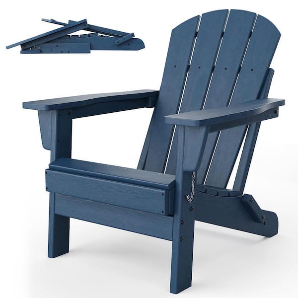 Garvee HDPE Plastic Folding Adirondack Chair with Wood Texture Outdoor ...