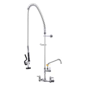 SKYSHALO 8 in. Commercial Wall Mount Triple Handle Pull Down Sprayer ...