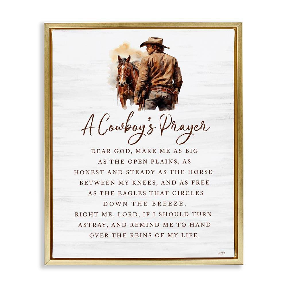Stupell Industries Heartfelt Cowboy's Prayer by Lux + Me Designs Gold ...