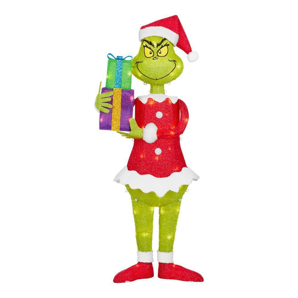 Grinch Dr. Seuss's The Grinch Lighted Tinsel Yard Sculpture Holiday ...