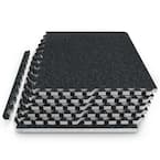 PROSOURCEFIT Extra Thick Exercise Puzzle Mat Black 24 in. x 24 in. x 1 ...