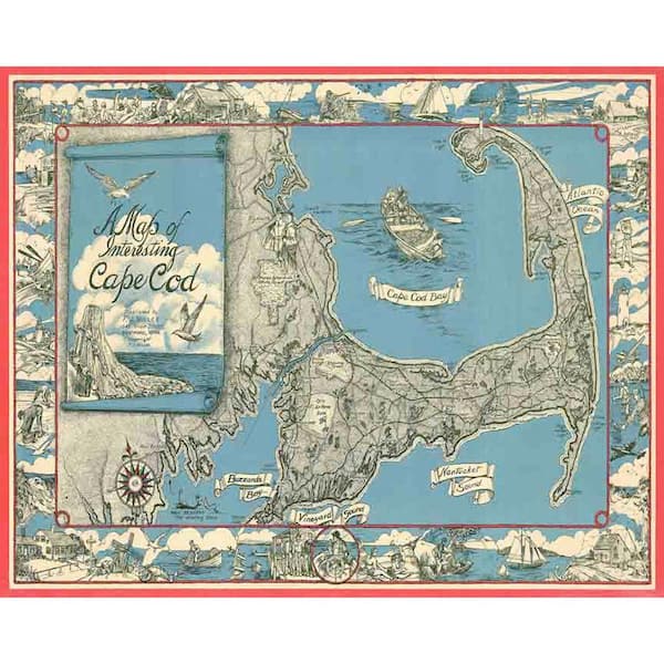 VENICE BEACH Collections 1945 Miller Map of Cape Cod by Grotto Studios ...