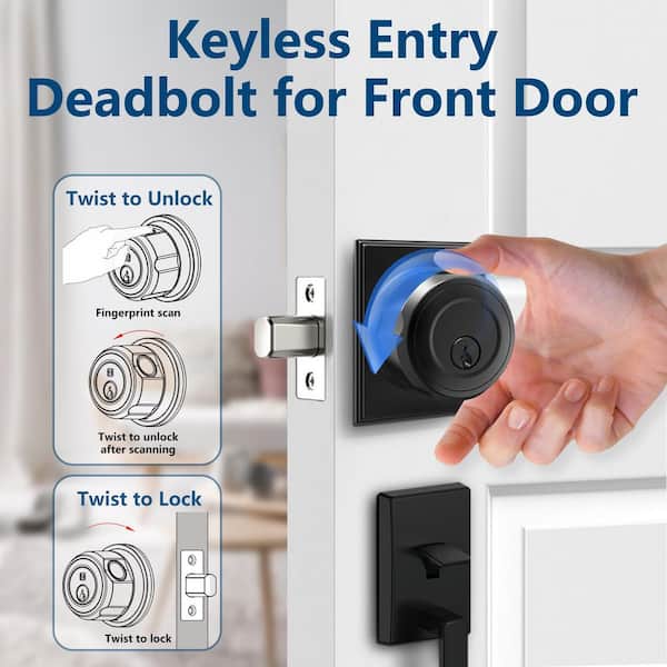 WRIGHTMASTER 3 in 1 Aluminum Smart Lock Deadbolt with App Biometric ...