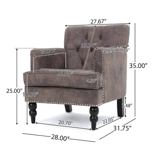 Noble House Malone Tufted Grayish Brown Microfiber Club Chair with Stud Accents 11446 The Home Depot