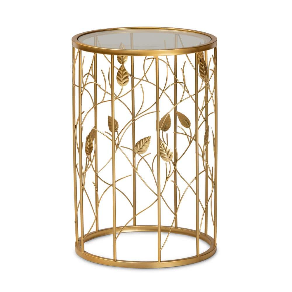 Baxton Studio Anaya 15 in. Gold Round Glass End Table 177-11188-HD ...