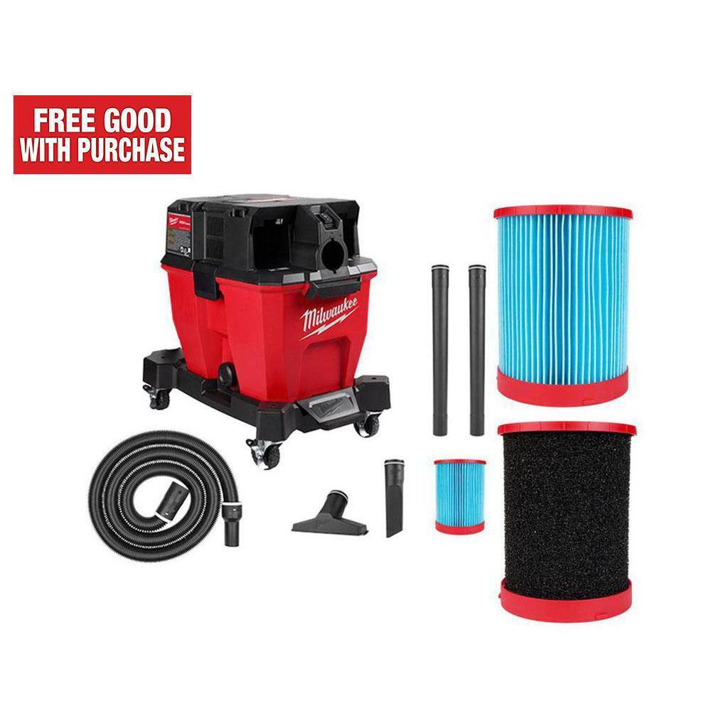 Milwaukee M18 FUEL 9 Gal. Cordless Dual-Battery Wet/Dry Shop Vacuum ...