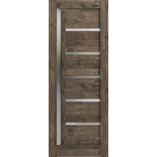 Sartodoors 18 in. x 96 in. Solid MDF Frosted Glass Cognac Oak Interior ...