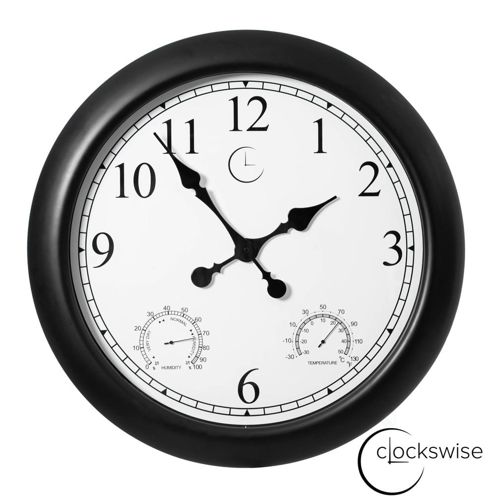 CLOCKWISE Clockswise 24 in. Large Outdoor Wall Clock Thermometer Combo ...